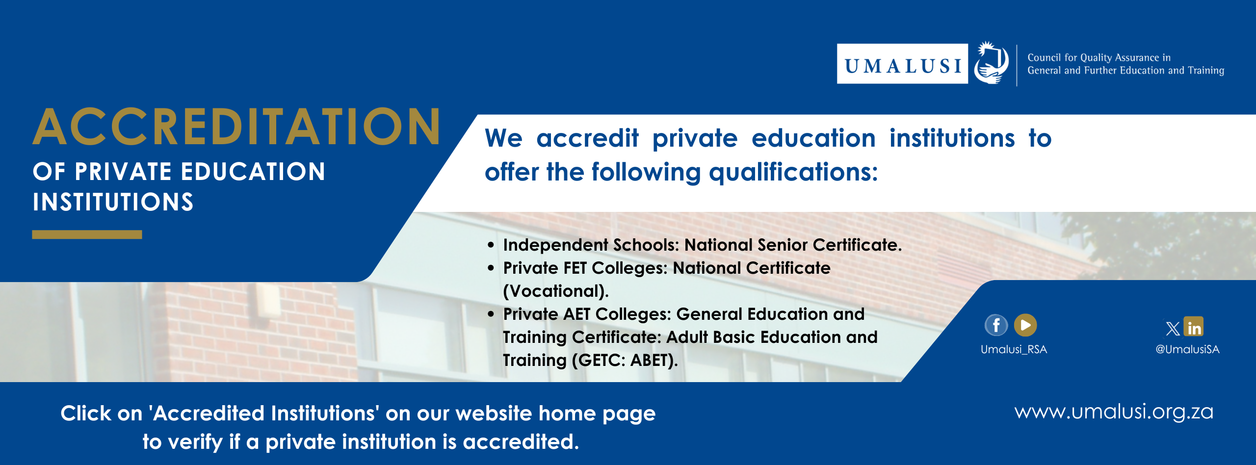 Umalusi – Quality Assurance in General and Further Education and Training